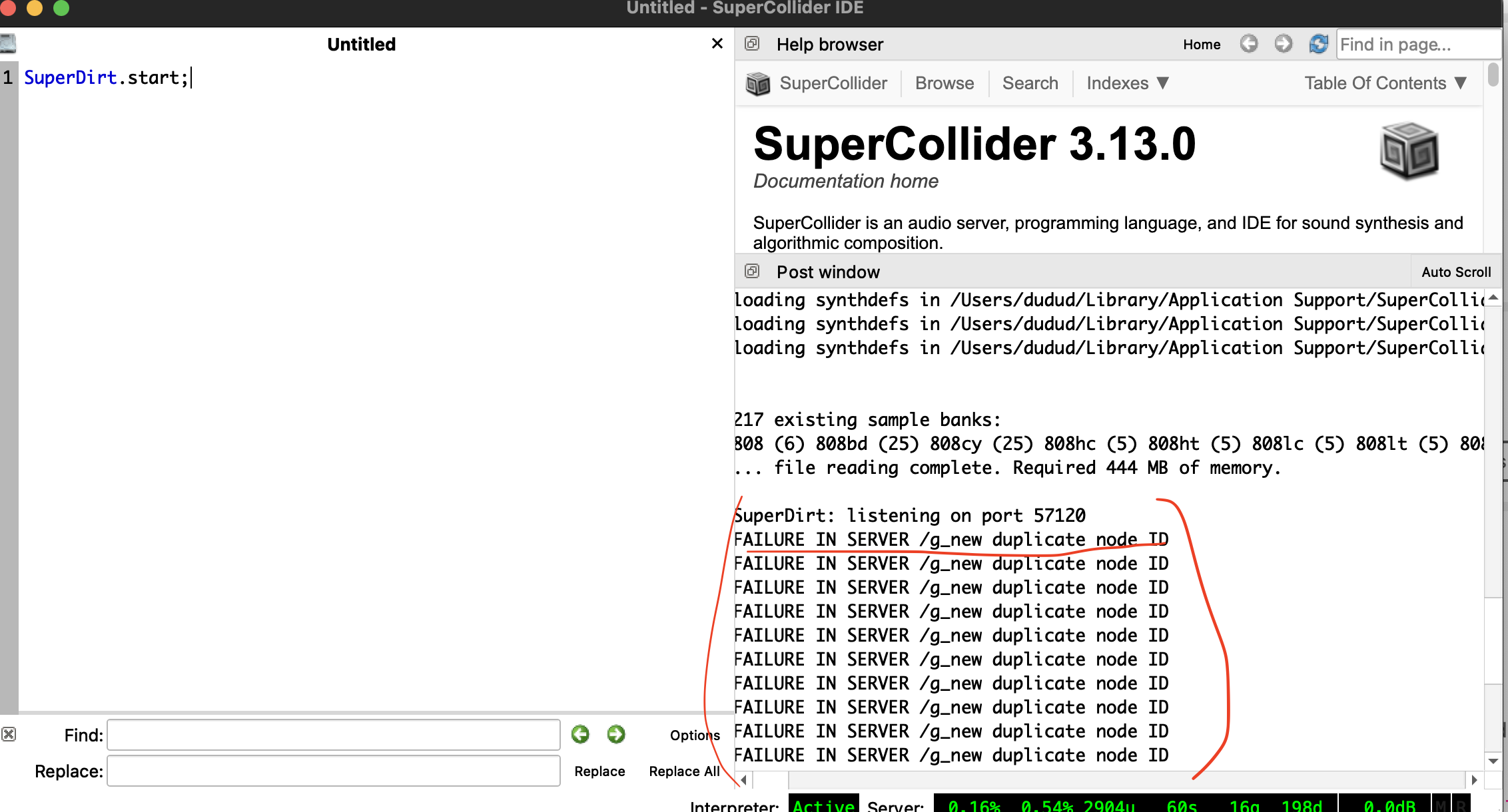 Tidal cycles error duplicate node error - TidalCycles - Uzu